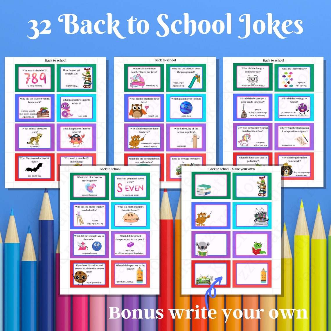 Back to School Lunch Box Jokes Notes for Kids Riddles for - Etsy