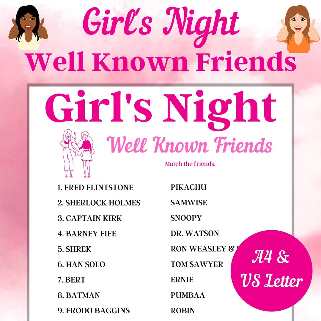 Girls Night Game Well Known Friends Trivia Game, Ladies Night Out ...