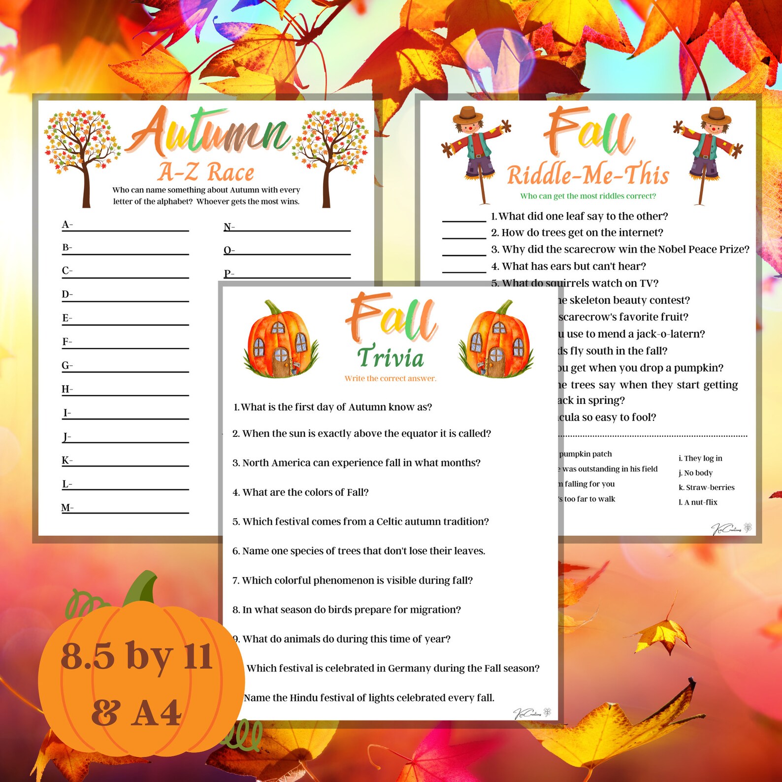 Fall Game Bundle 20 Printable Autumn Games Fall Time - Etsy