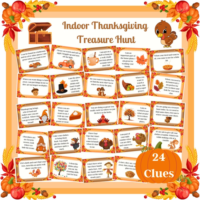 Thanksgiving Treasure Hunt Clues - Etsy