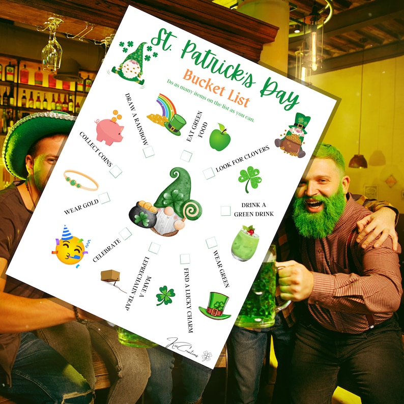 St Patrick's Day Game Bucket List Game for Kids Saint - Etsy