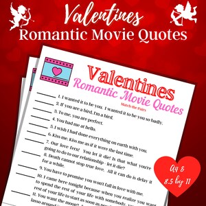 Valentine's Day Game Movie Quotes, Printable Family Game, Virtual Party ...