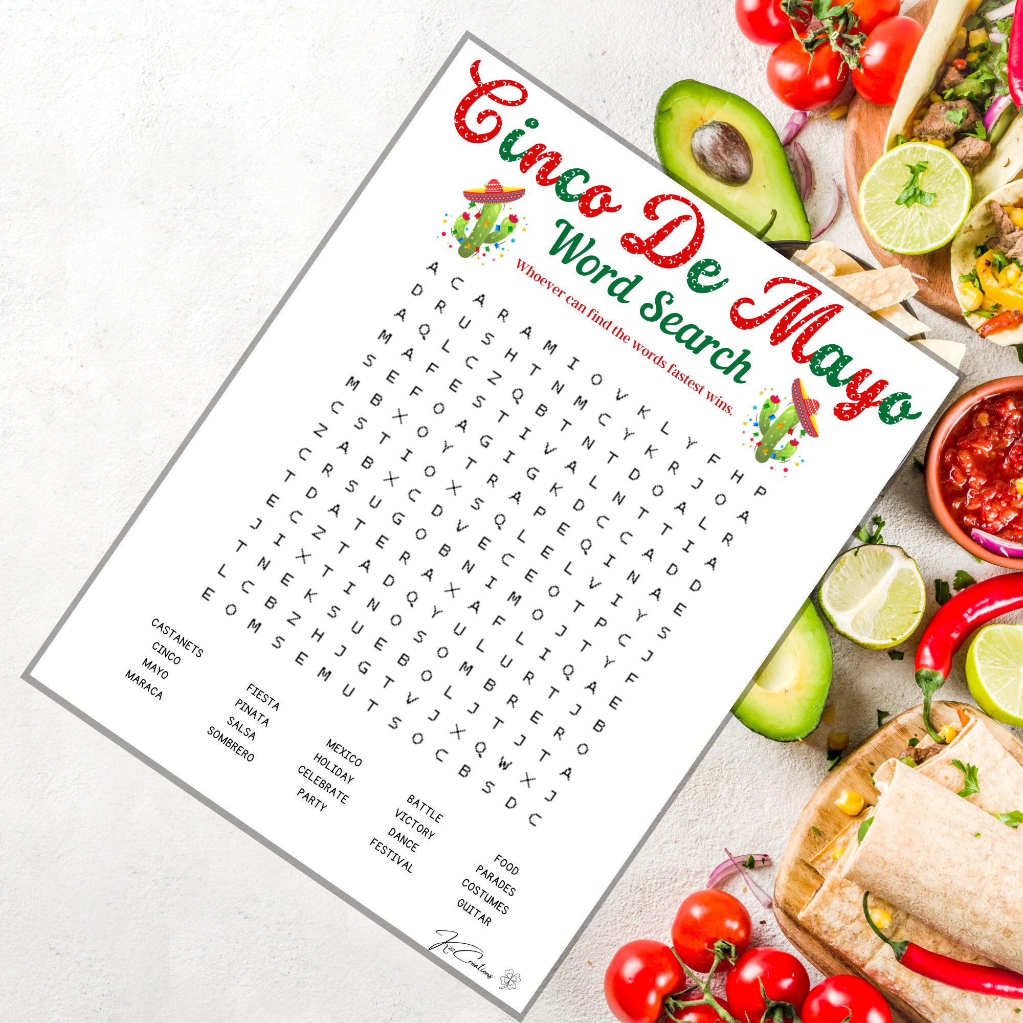 Cinco De Mayo Word Search Printable Family Game Virtual - Etsy Canada