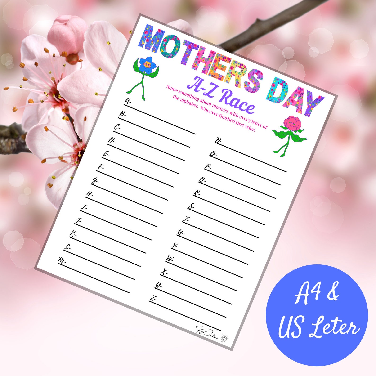 Mother's Day Game A-Z Race Family Game Virtual Party - Etsy