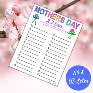 Mother's Day Game A-Z Race Family Game Virtual Party - Etsy