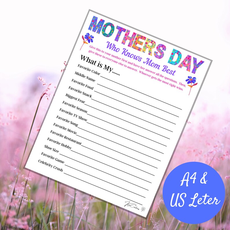 Mother's Day Game Who Knows Mom Best Family Game Virtual - Etsy