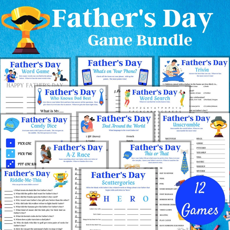 Father's Day Game Bundle Printable Family Games 12 - Etsy