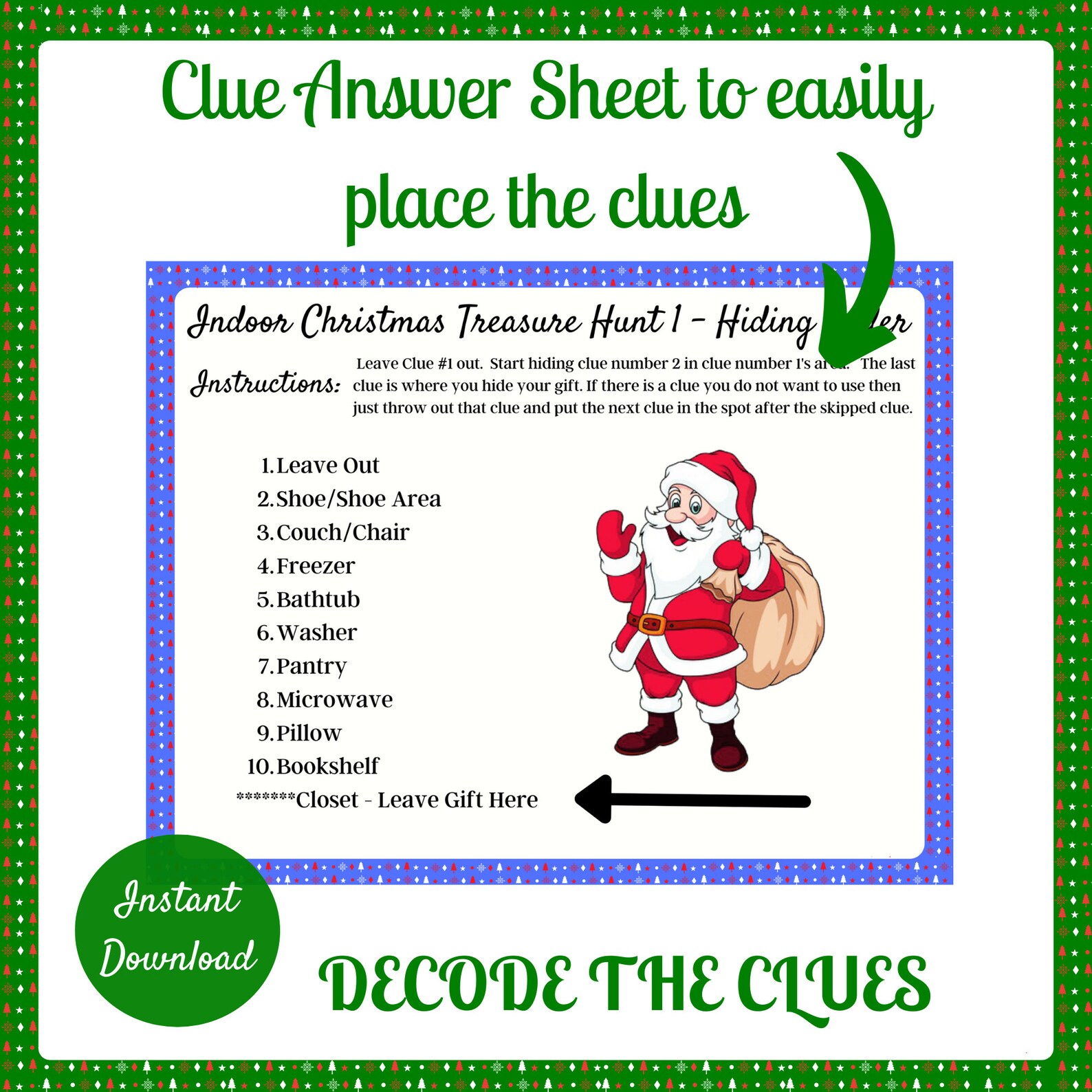 Christmas Treasure Hunt, Crack the Code, Christmas Indoor Scavenger ...