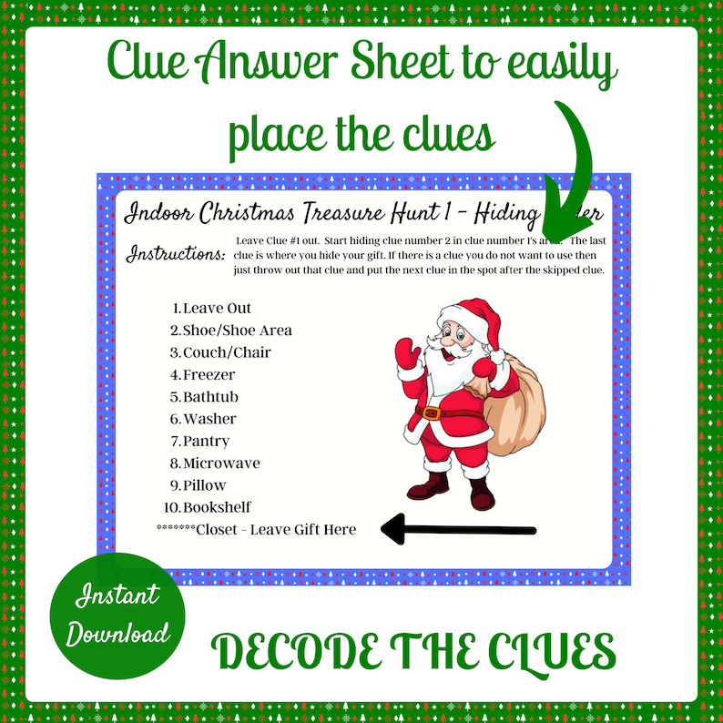 Christmas Treasure Hunt Crack the Code Christmas Indoor - Etsy