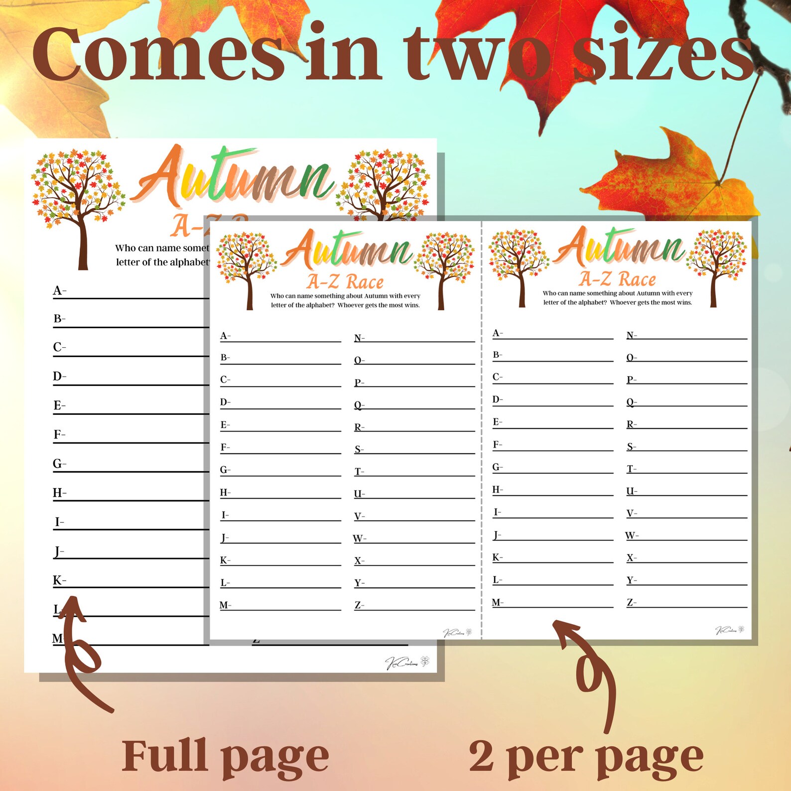 Autumn A-Z Race Game Printable Activity for Adults and Kids - Etsy