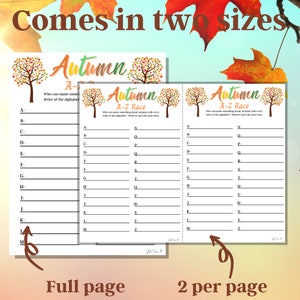 Autumn A-Z Race Game, Printable Activity for Adults and Kids, Fun Fall ...