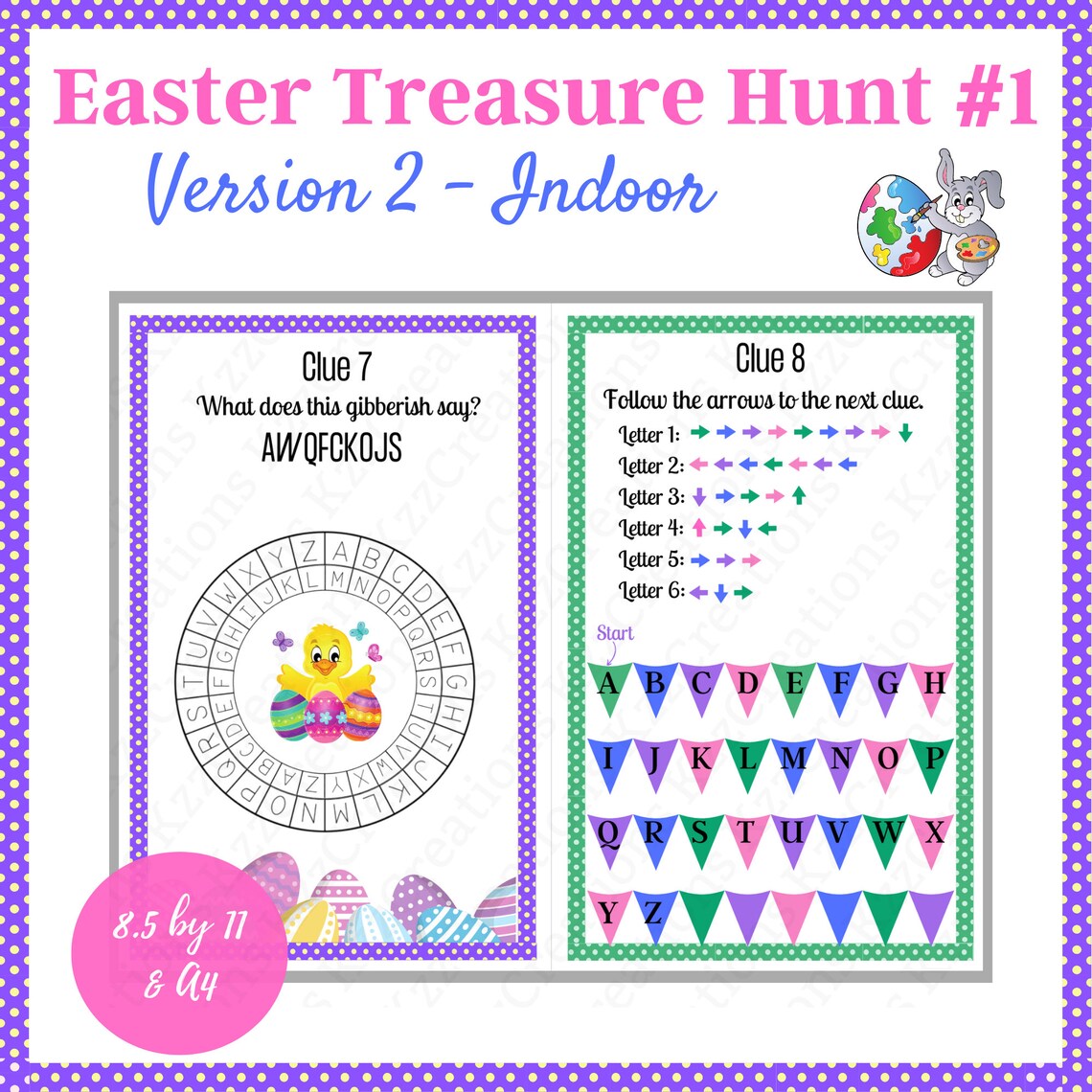 Easter Treasure Hunt, Crack the Code Clues, Easter Bunny Letter (PDF ...