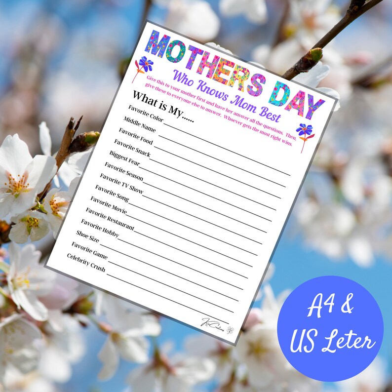 Mother's Day Game Who Knows Mom Best Family Game Virtual - Etsy