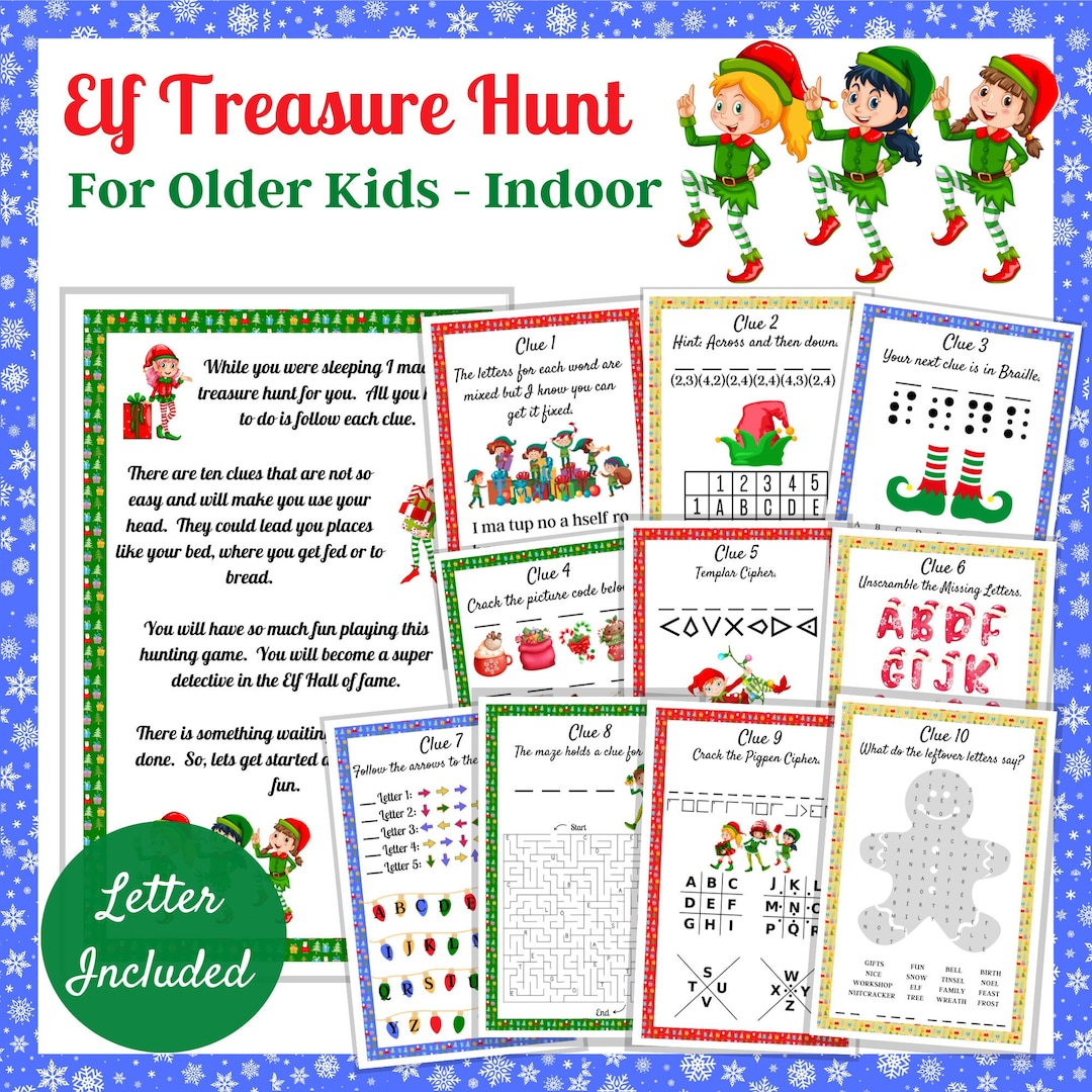 Elf Scavenger Hunt, Indoor Elf Treasure Hunt, Game for Older Kids ...