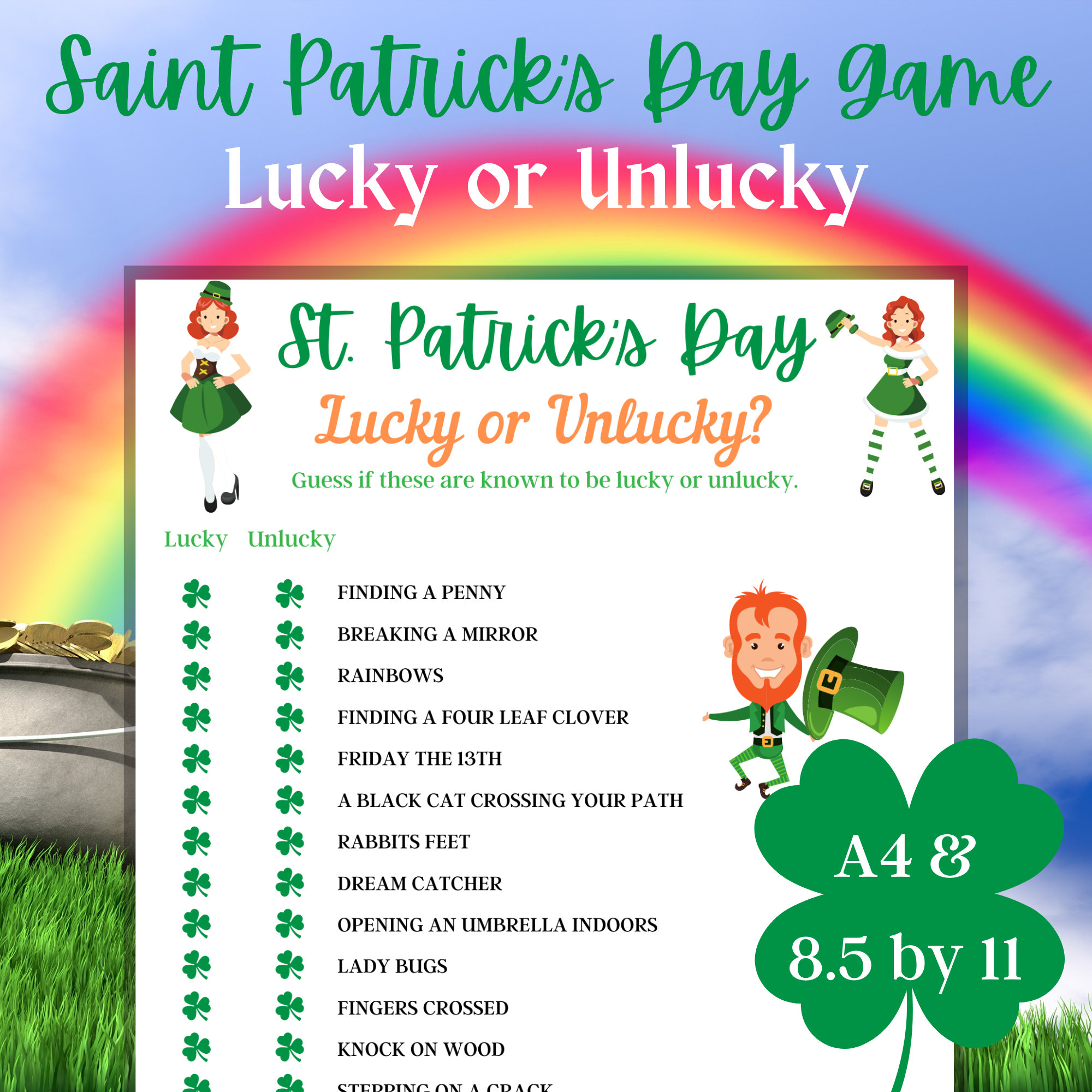 St Patrick's Day Game Lucky or Unlucky Family Game - Etsy