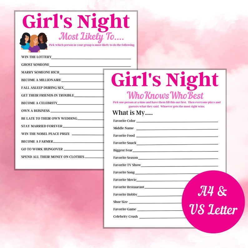 Girls Night Game Bundle 10 Game Bundle Adult Girls Night - Etsy