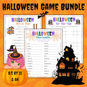 Halloween Game Bundle, 20 Printable Family Games, Games for Kids, Games ...