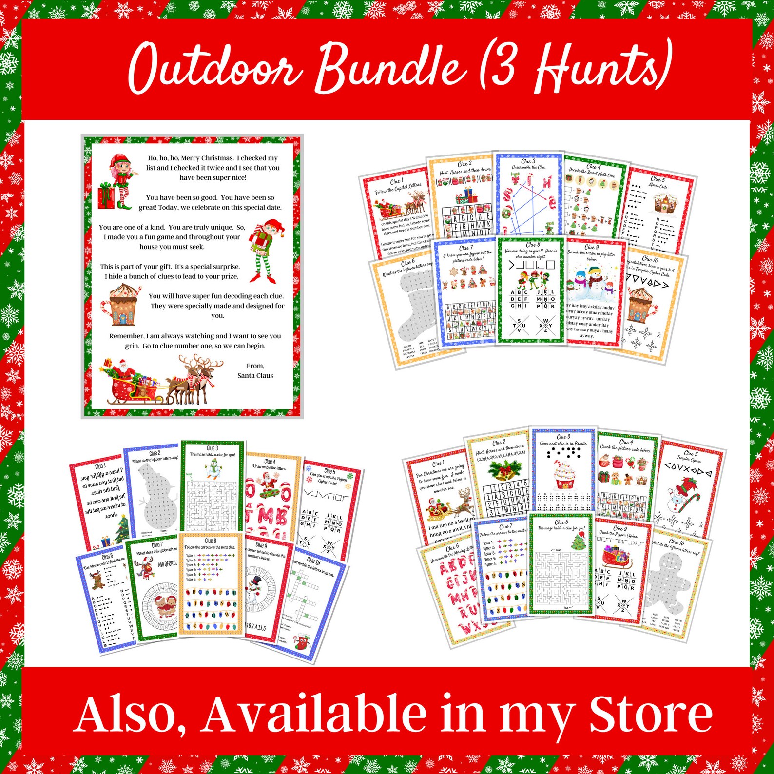 Christmas Scavenger Hunt, Letter From Santa, Treasure Hunt Clues ...