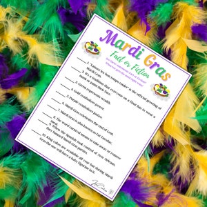 Mardi Gras Fact or Fiction Game, Family Game, Mardi Gras Activity for ...