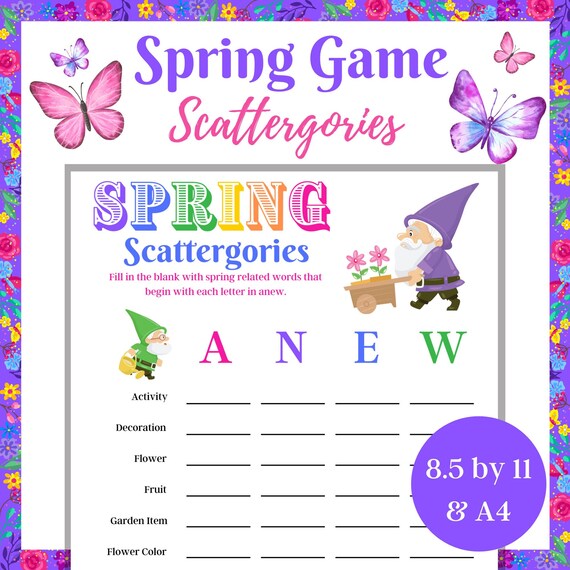 Spring Scattergories Family Game Classroom Game Spring | Etsy