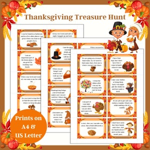 Thanksgiving Treasure Hunt, Indoor Scavenger Hunt, Thanksgiving Game ...