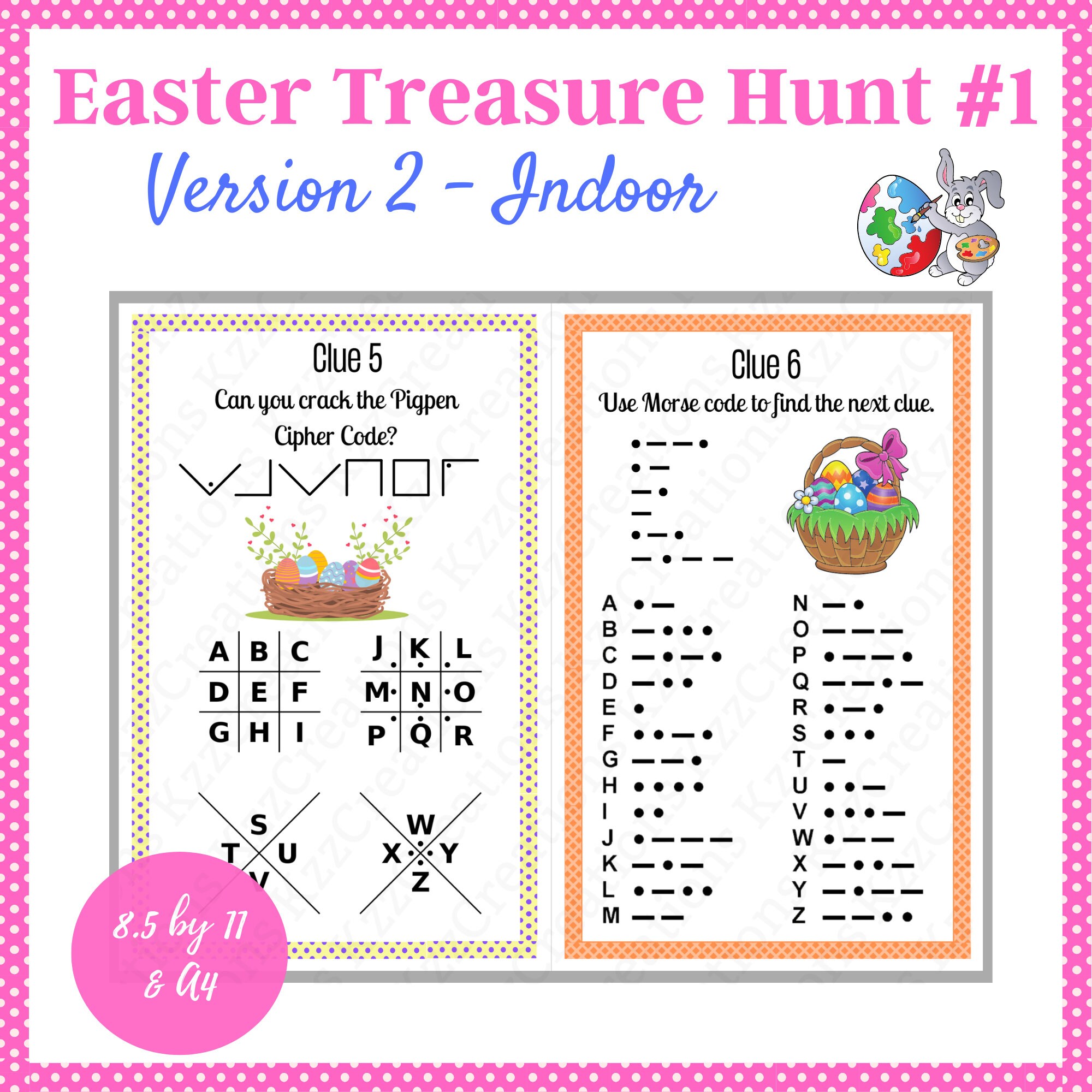 Easter Treasure Hunt, Crack the Code Clues, Easter Bunny Letter (PDF ...