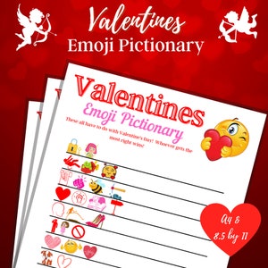 Valentine's Day Game Emoji Pictionary, Printable Family Game, Virtual ...