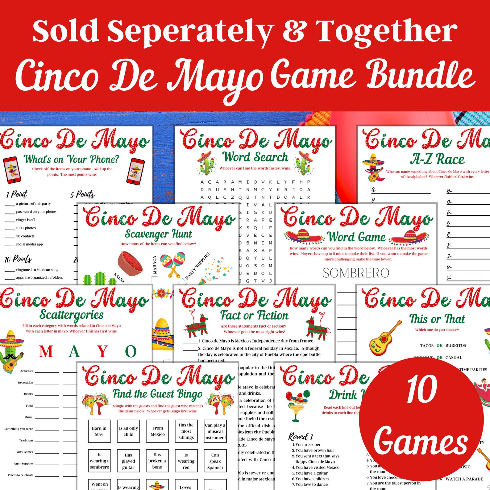 Cinco De Mayo Word Game Printable Family Game Virtual Party | Etsy