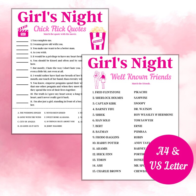 Girls Night Game Bundle 10 Game Bundle Adult Girls Night - Etsy