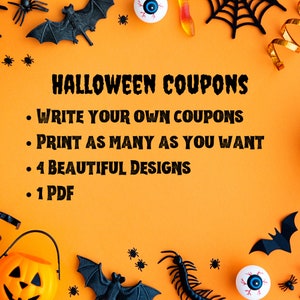 Halloween Coupons, Gift Certificate, Reward Coupons for Kids, 4 ...