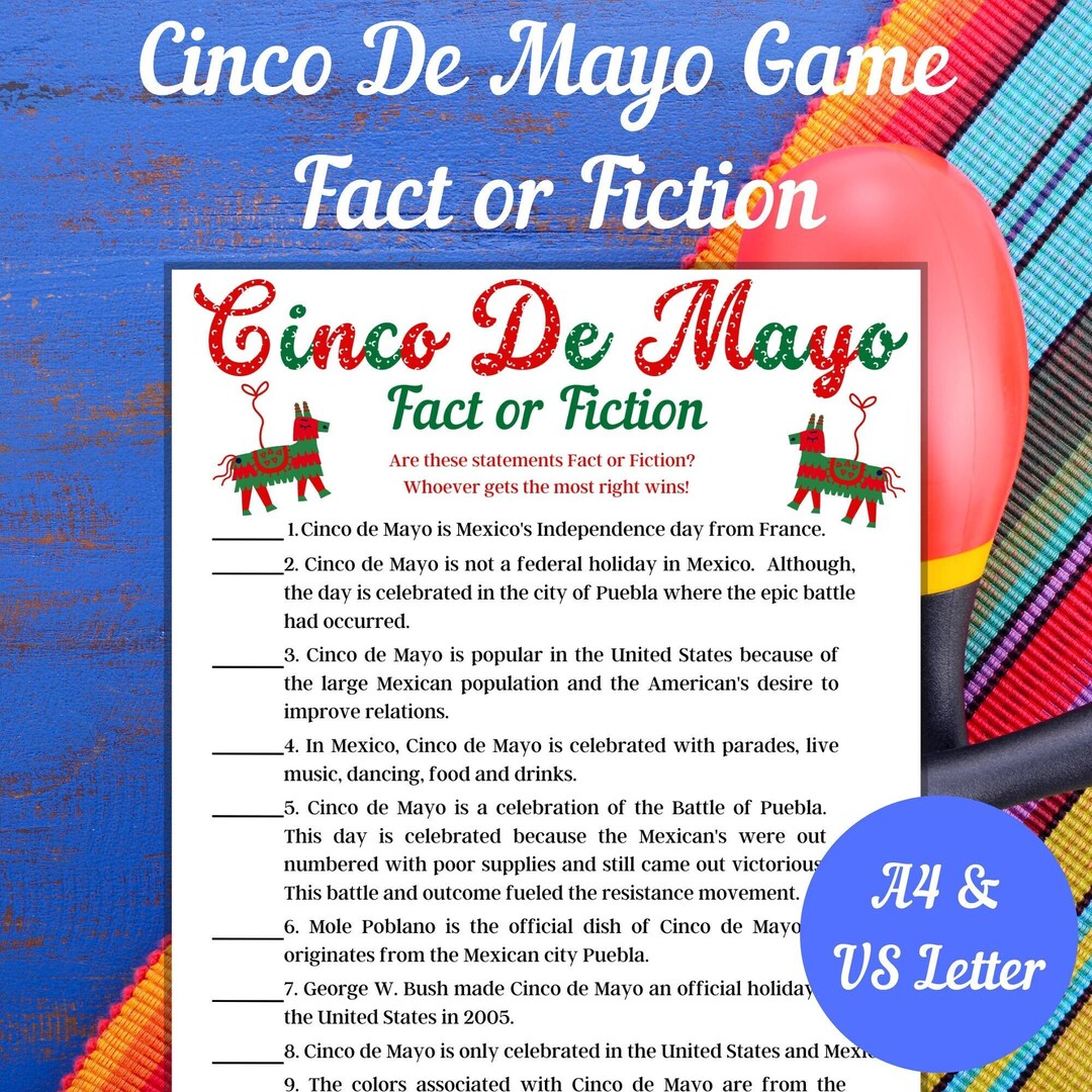 Cinco De Mayo Fact or Fiction Game, Printable Family Game, Virtual ...