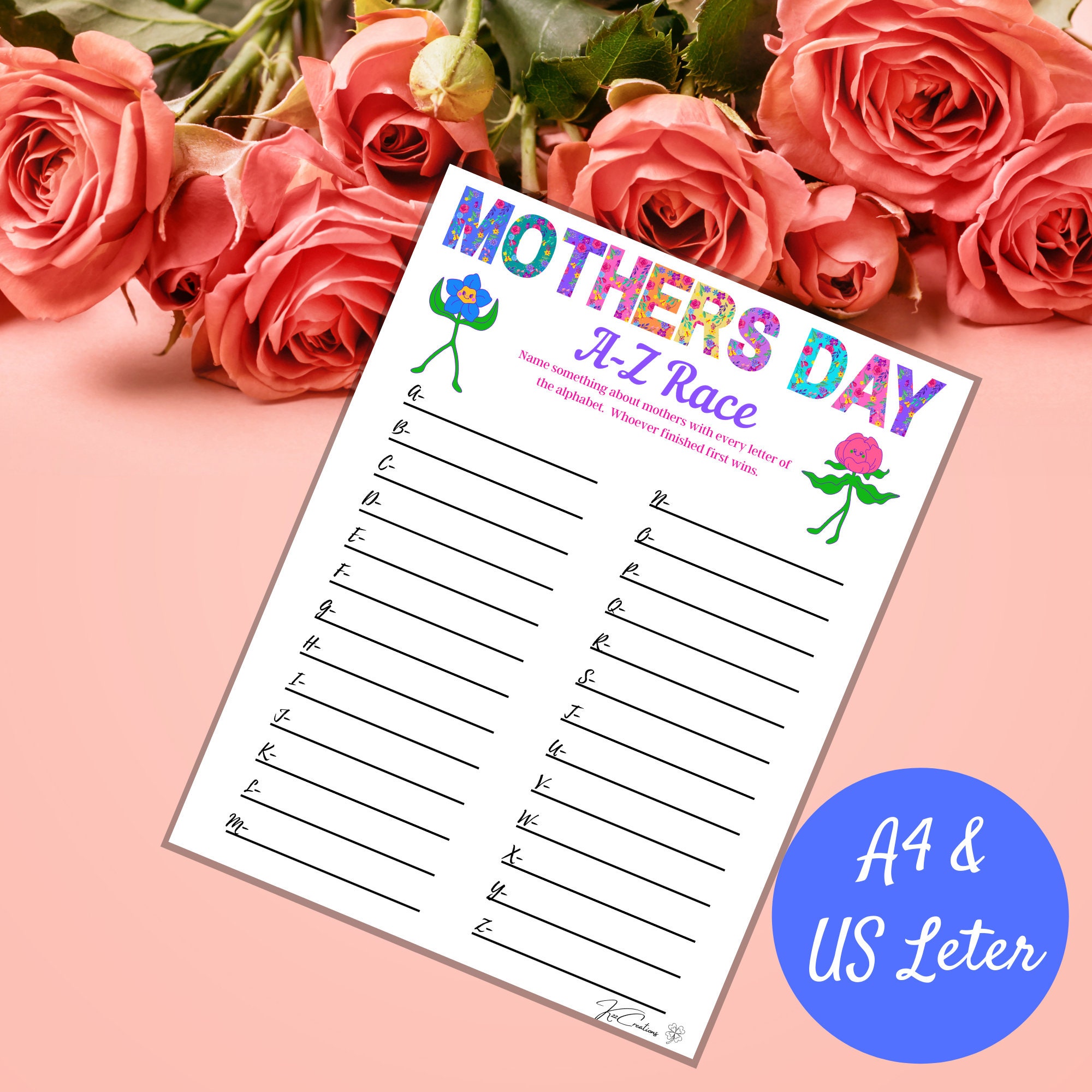 Mother's Day Game A-Z Race Family Game Virtual Party - Etsy