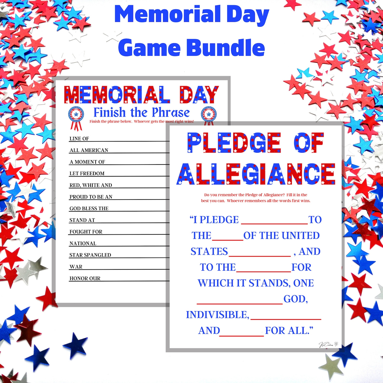 Memorial Day Game Bundle Printable Family Games Virtual - Etsy