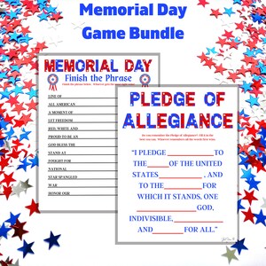 Memorial Day Game Bundle, Printable Family Games, Virtual Party Games ...