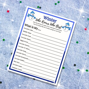 Winter Who Knows Who Best, Game for Adults, Winter Game, Holiday Party ...