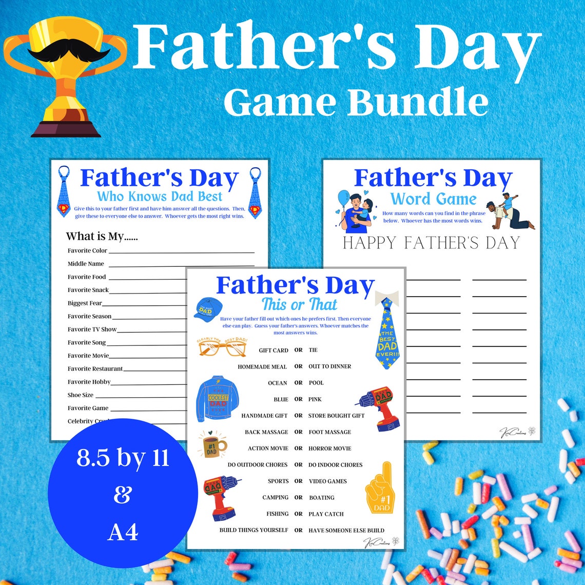 Father's Day Game Bundle Printable Family Games 12 - Etsy