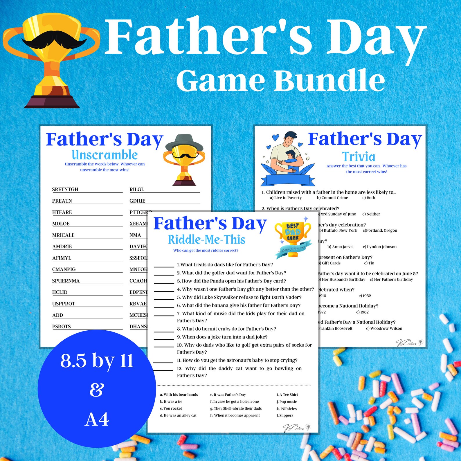 Father's Day Game Bundle Printable Family Games 12 - Etsy