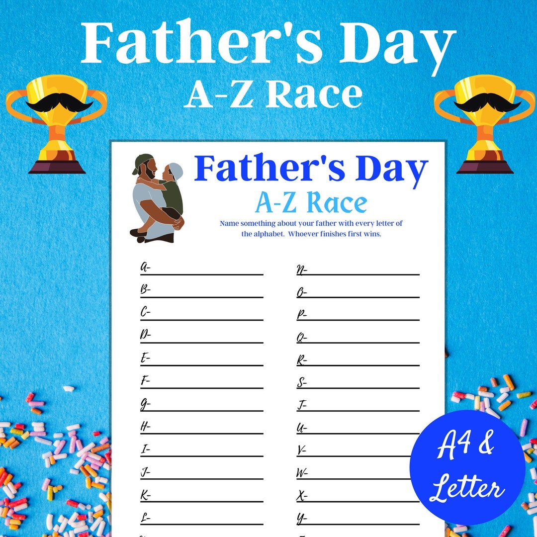Father's Day Game A-Z Race, Printable Family Game, Virtual Game, Game ...