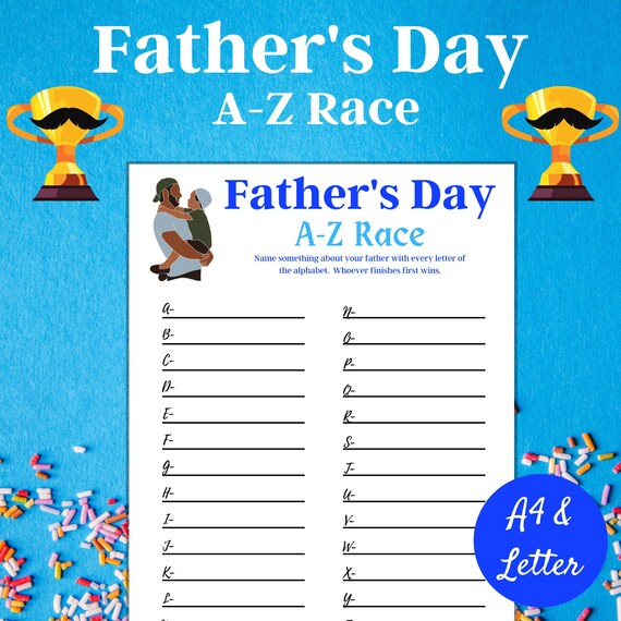 Father's Day Game A-Z Race Printable Family Game - Etsy