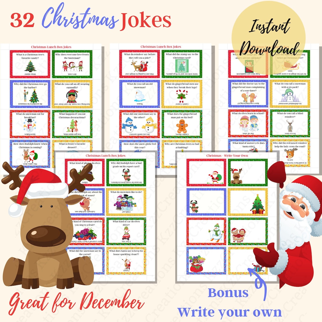Christmas Lunch Box Jokes, Notes for Kids, Christmas/winter Riddles ...