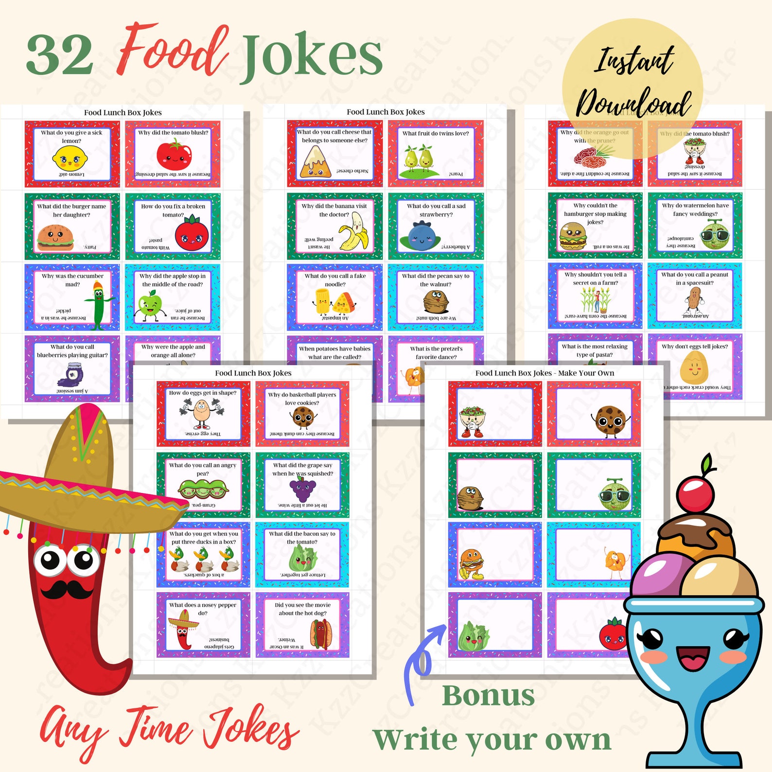Food Lunch Box Jokes Notes for Kids Food Riddles Joke of - Etsy