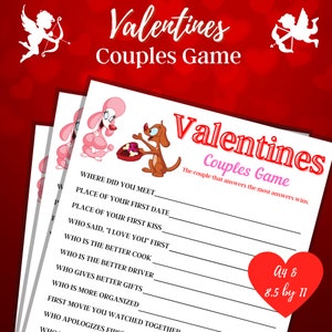Valentine's Day Game Couples Game, Printable Family Game, Virtual Party ...