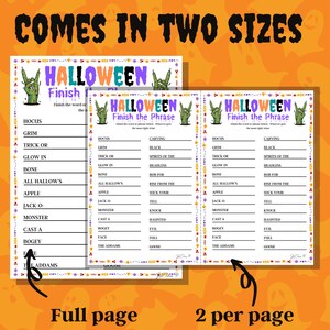 Halloween Finish the Phrase, Game for Kids, Game for Adults, Virtual ...