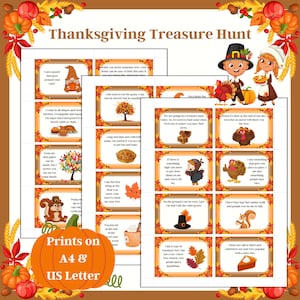 Thanksgiving Treasure Hunt, Outdoor Scavenger Hunt, Thanksgiving Game ...