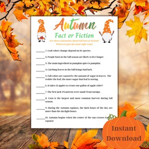 Autumn Fact or Fiction Game, Printable Fall Game, Autumn Activity for ...