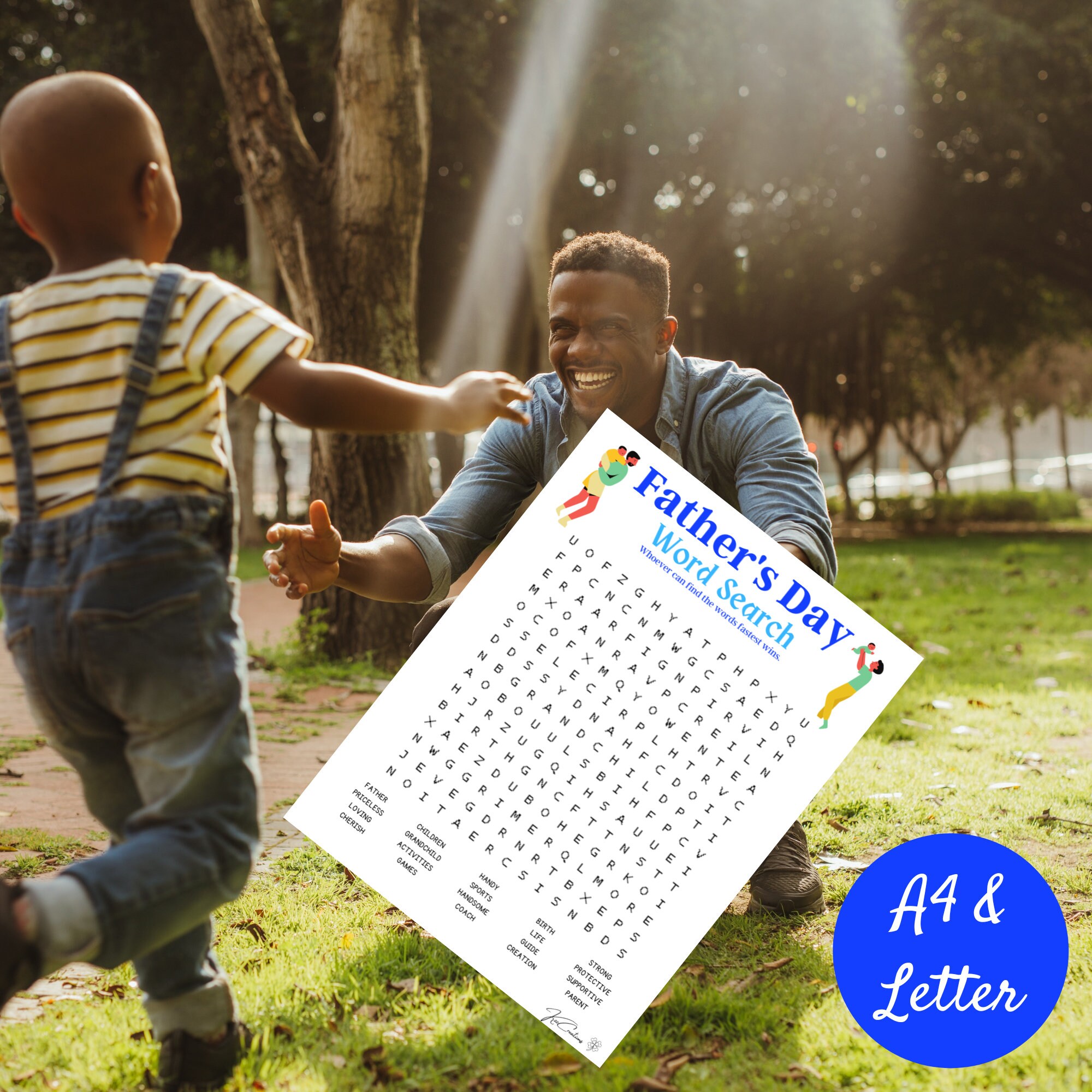 Father's Day Word Search Printable Family Game Virtual - Etsy
