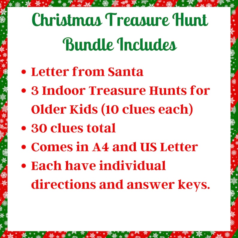 Indoor Christmas Scavenger Hunts Letter From Santa 3 Indoor - Etsy