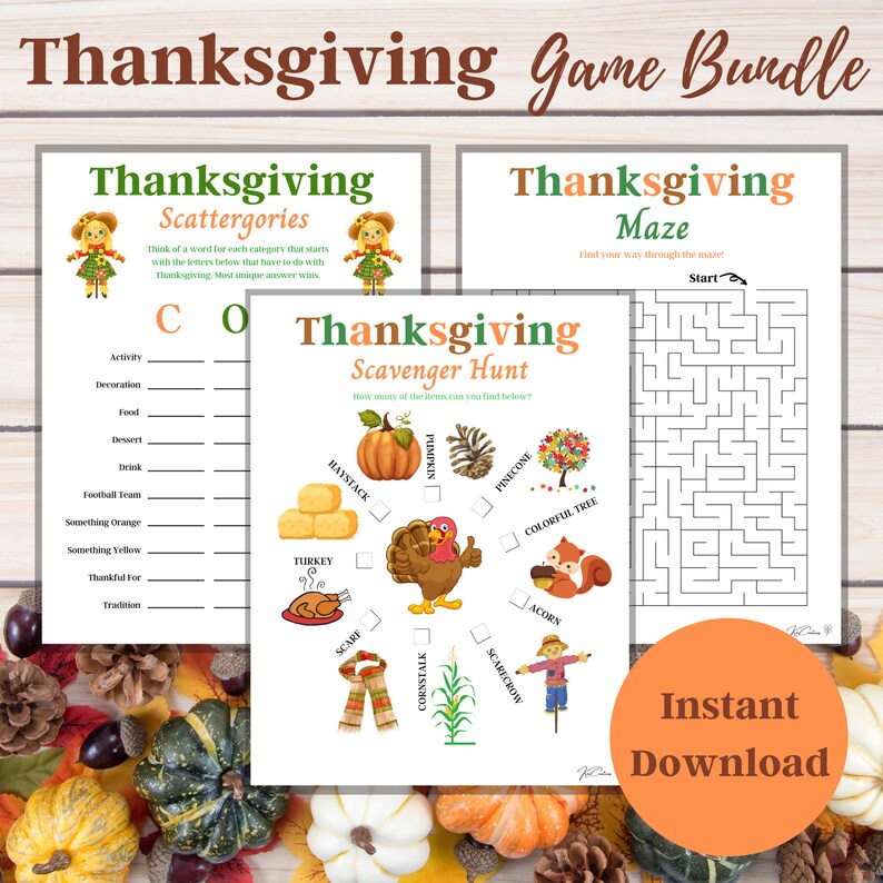 Thanksgiving Game Bundle, 20 Printable Activities (instant Download) - Etsy