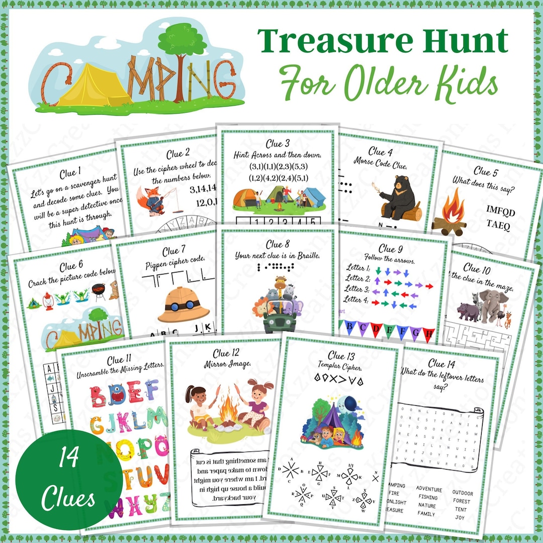 Camping Treasure Hunt, Outdoor Scavenger Hunt, Game for Older Kids ...