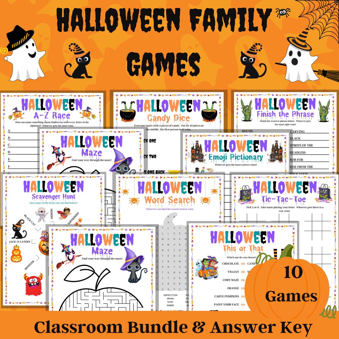Halloween Games Bundle for Kids, Classroom Activities (PDF) - Etsy